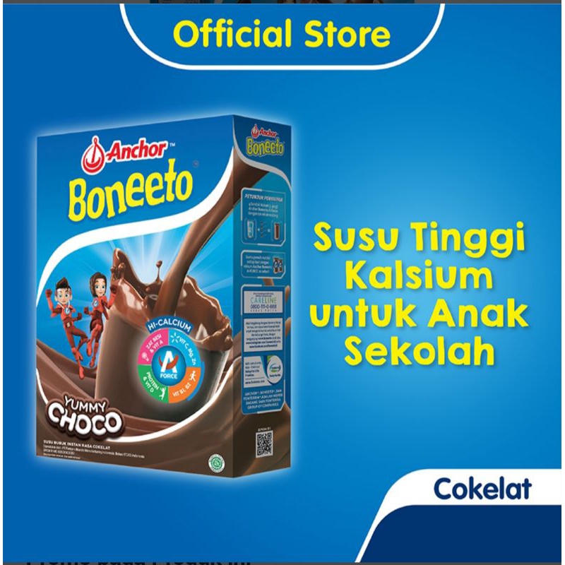 Jual Anchor Boneeto Susu Bubuk Hi-Calcium Yummy Choco 320G | Shopee ...