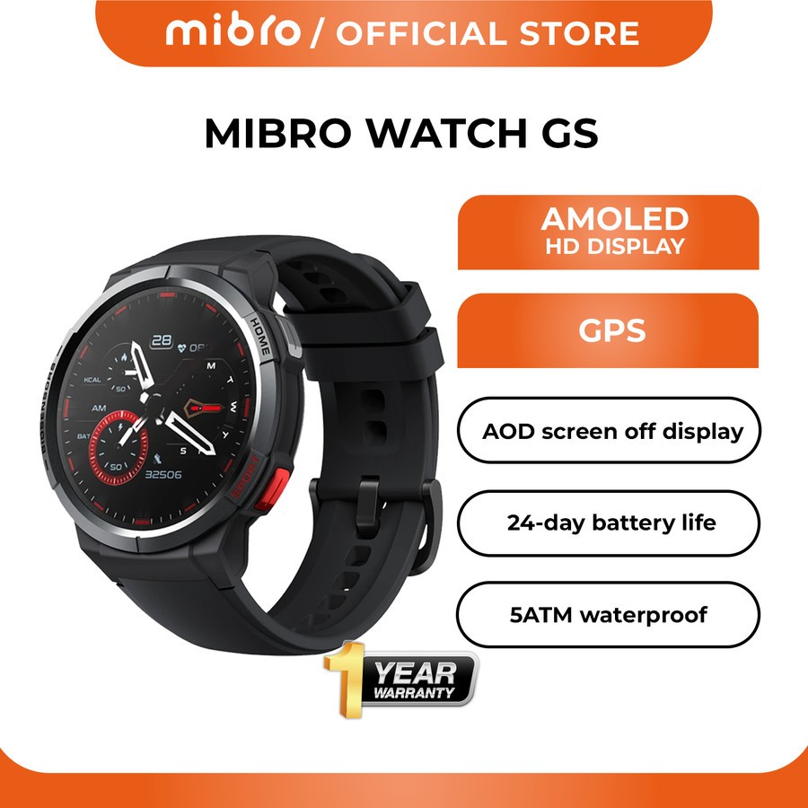 Jual Mibro Official GS Smartwatch GPS AOD Screen-Off 70+ 5ATM Jam ...