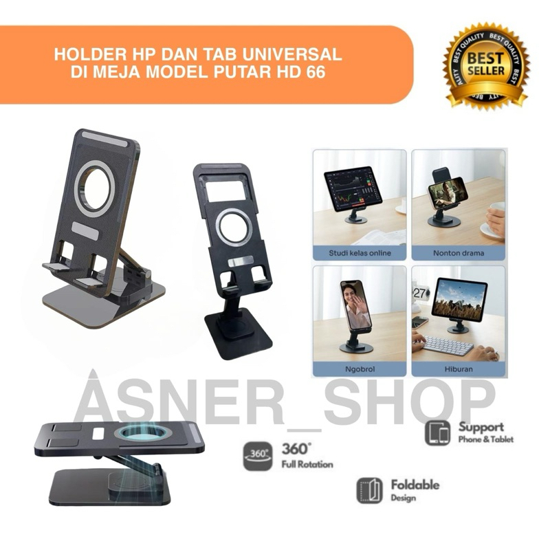 Jual ( HD-66 ) HD66 Phone Holder Metal Bracket Putar Meja Lipat Dekstop ...