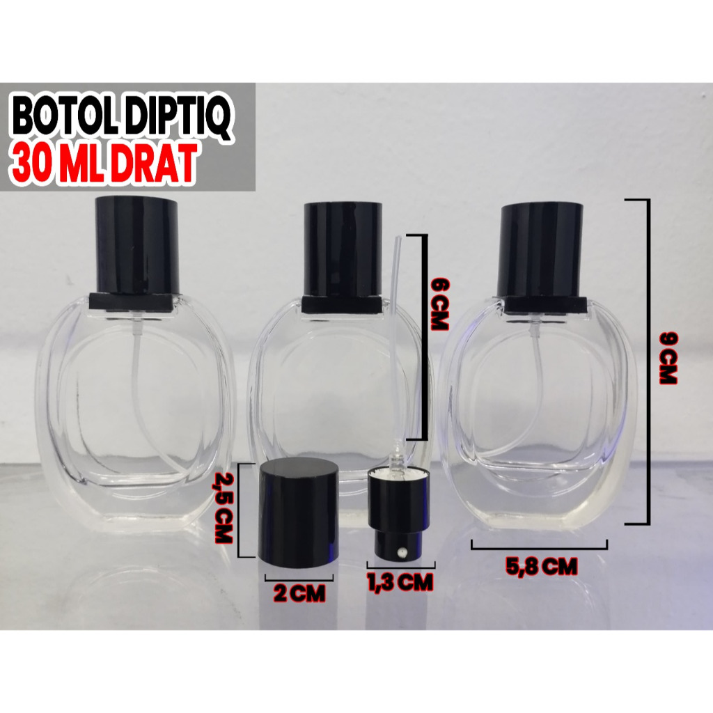 Jual Botol parfum kosong Diptiq 30ml Drat bening tutup hitam/Putar/best ...