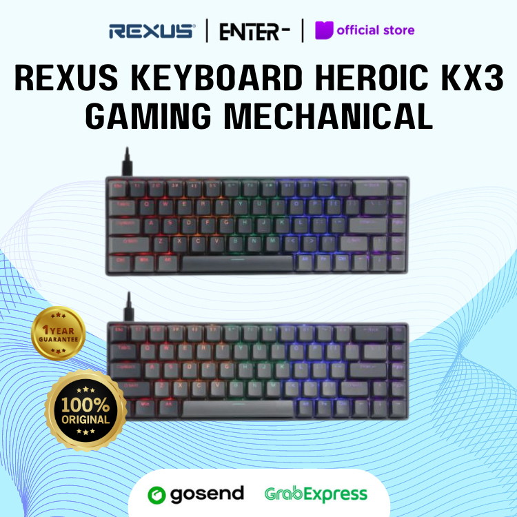 Jual Rexus Heroic KX3 Keyboard Gaming Mechanical Grey Black | Shopee Indonesia