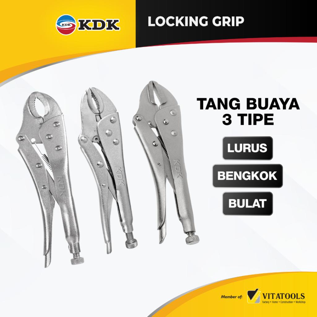 Jual KDK Tang Buaya Bengkok 10" / Tang Jepit Bulat 10 in / Vise Locking ...