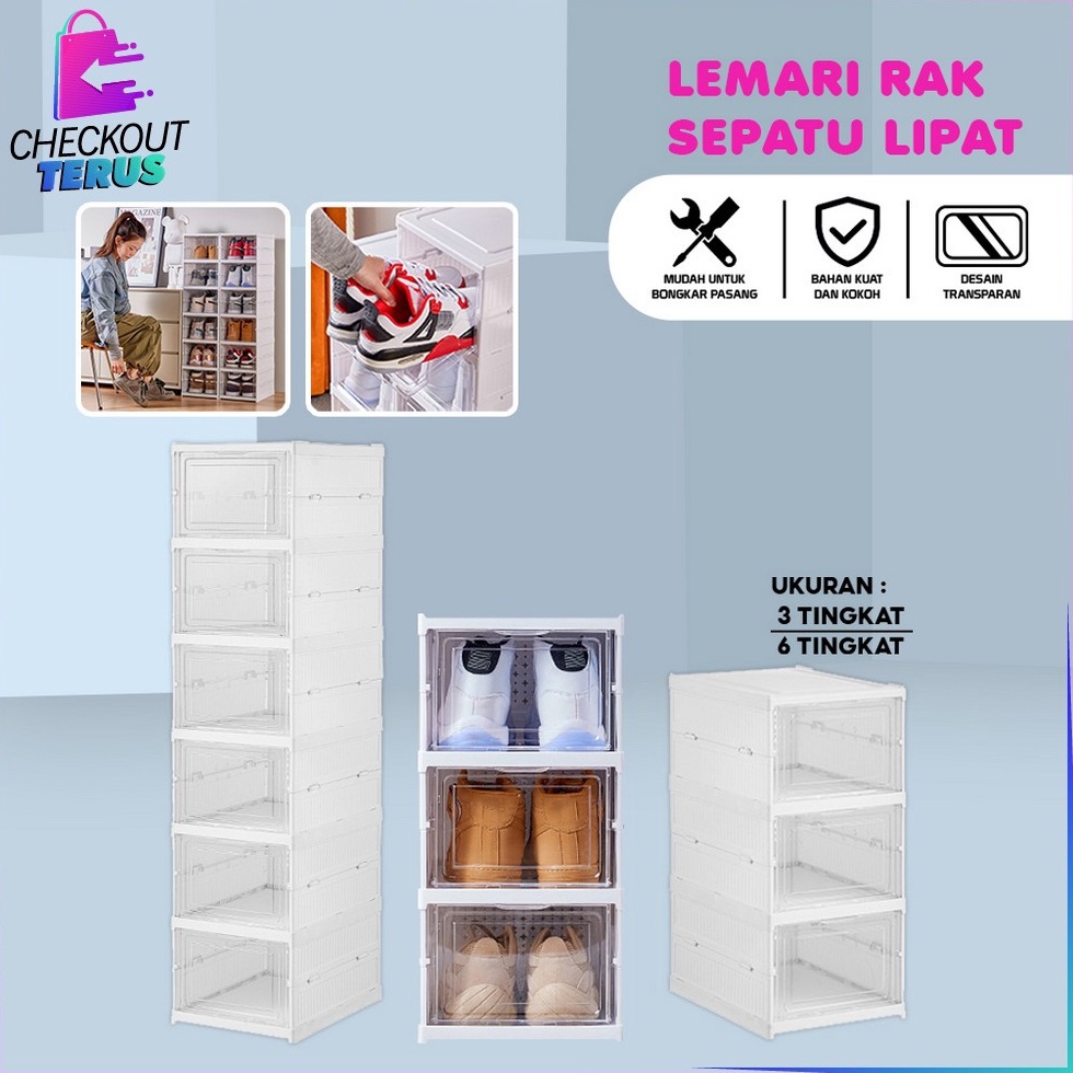 Jual KODE W69L CT C867 Rak Sepatu Lipat Serbaguna Anti Debu Portable Rak Susun MultiLayer Kotak ...