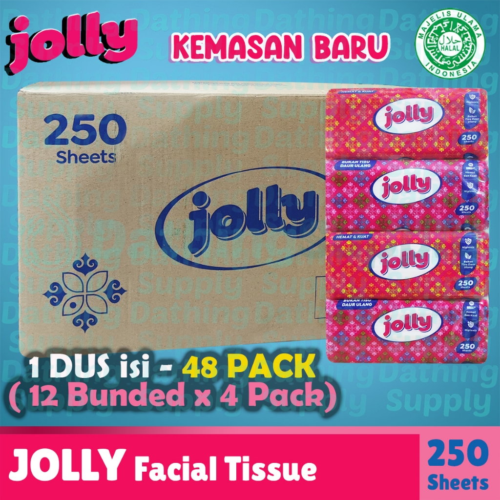 Jual Grosir Tissue JOLLY Facial 250 Sheet Tisu Wajah 1 Bal Dus isi 48 ...