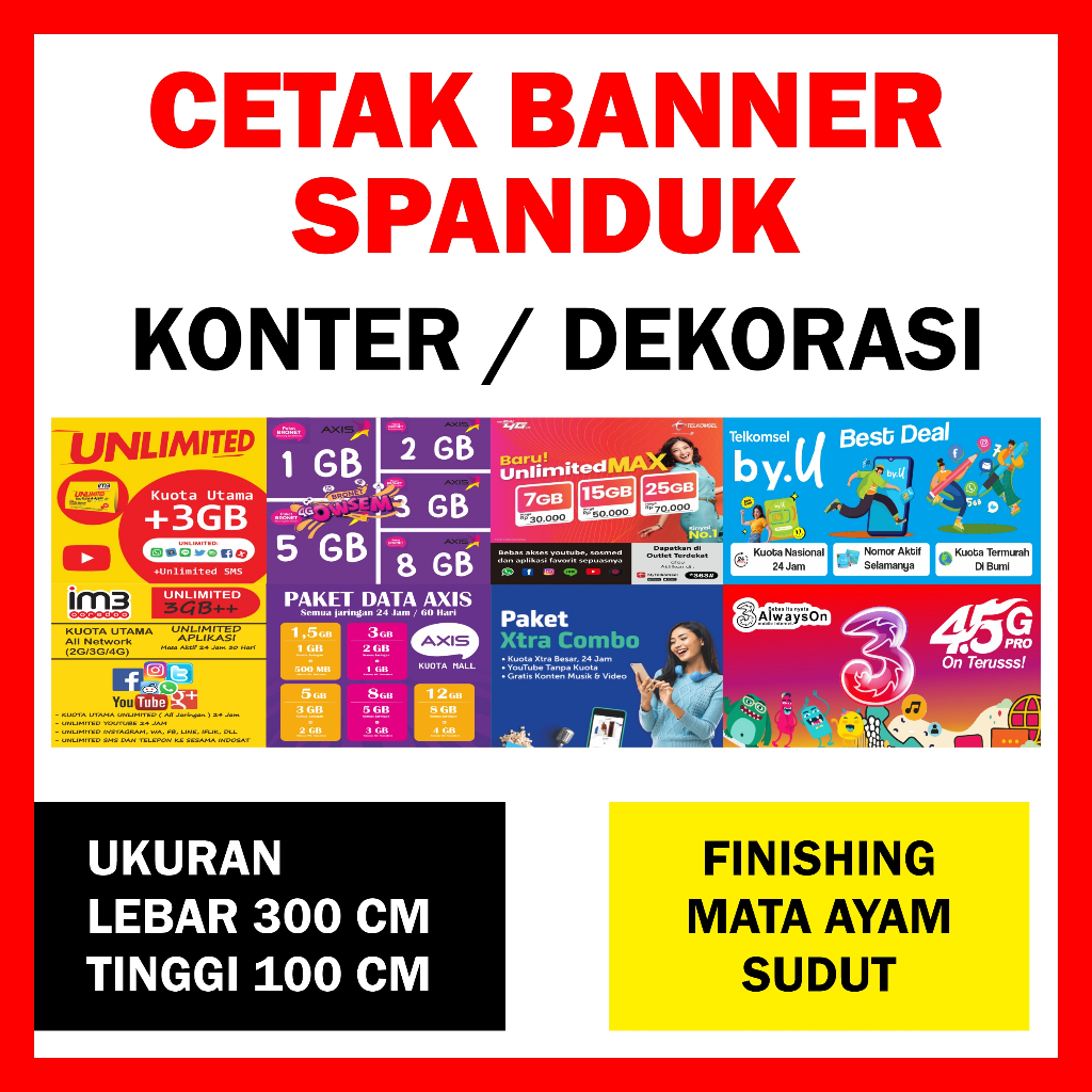 Jual CETAK SPANDUK KONTER - UKURAN 300X100 | Shopee Indonesia