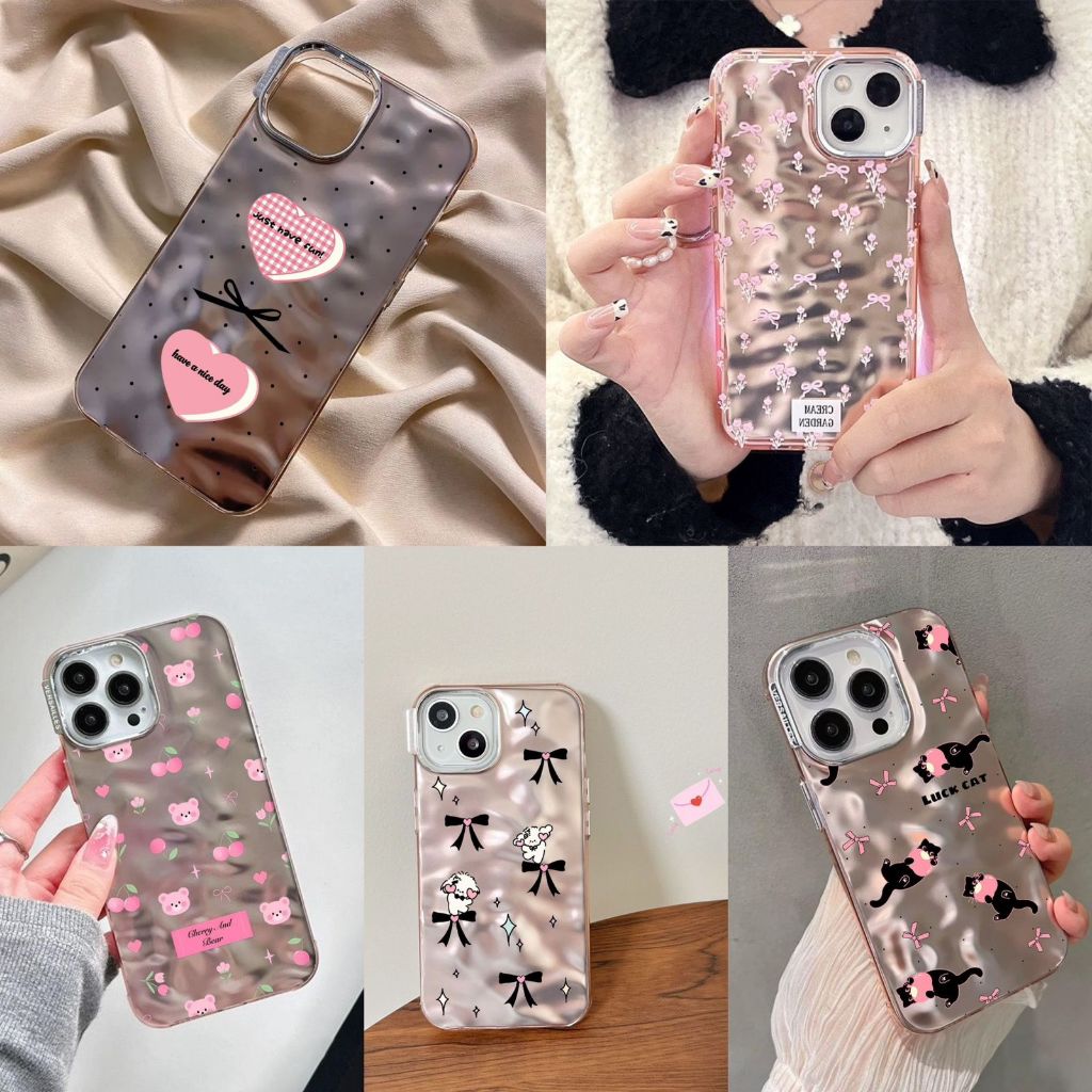 Jual New! Premium Metalic Hard casing Aesthetic Bear Flower Texture ...