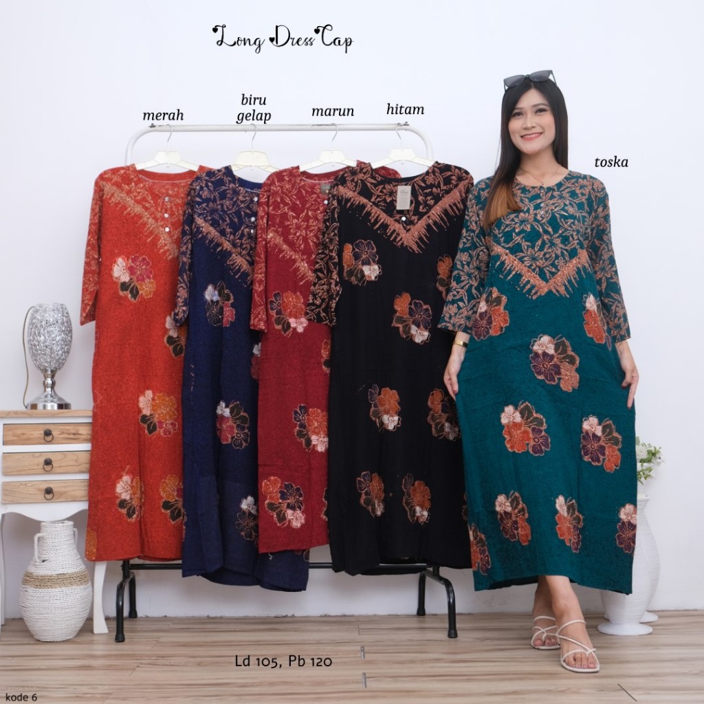 Jual Long Dress Daster Batik Pekalongan 6 | Shopee Indonesia