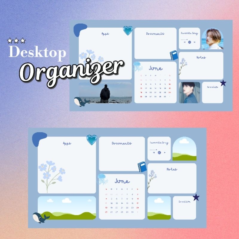 Jual Desktop Organizer Wallpaper for Windows & Macbook | Blue theme ...