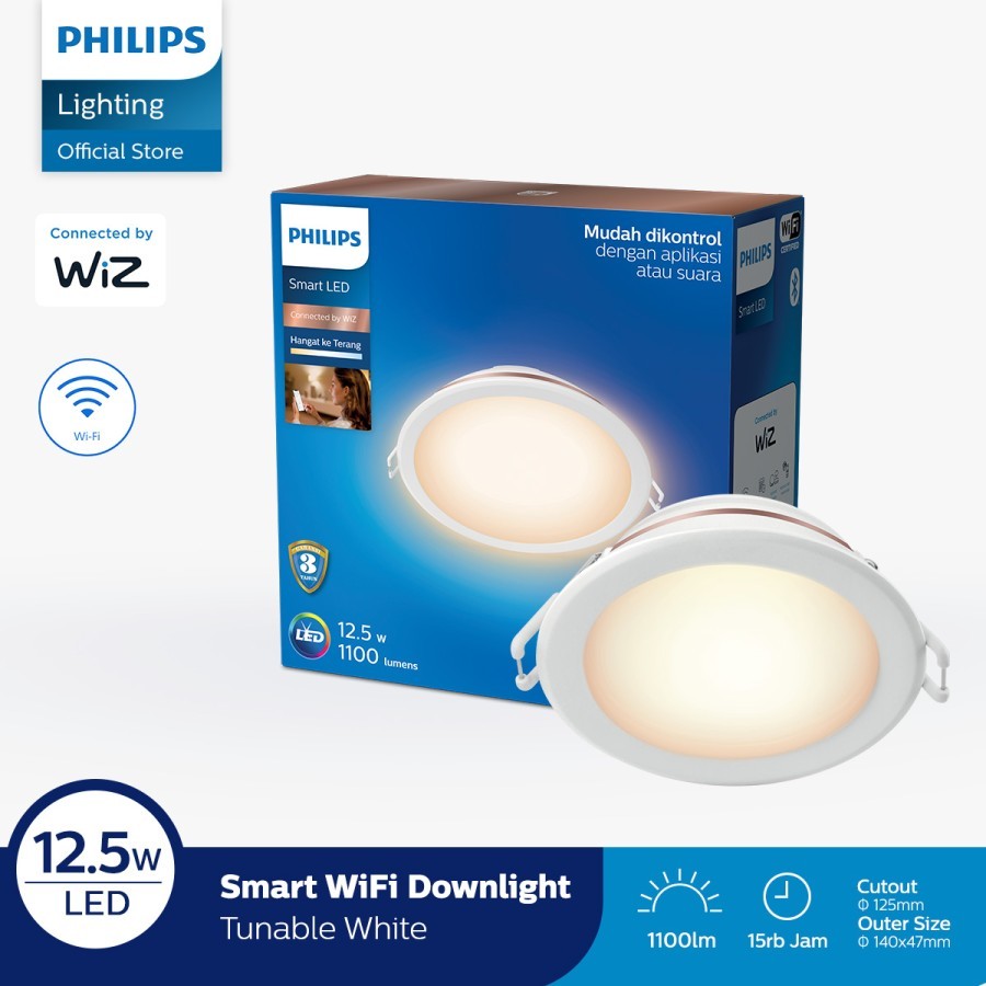 Jual Lampu Philips Wiz Smart WiFi LED Downlight 12.5W D125 Tunable White | Shopee Indonesia