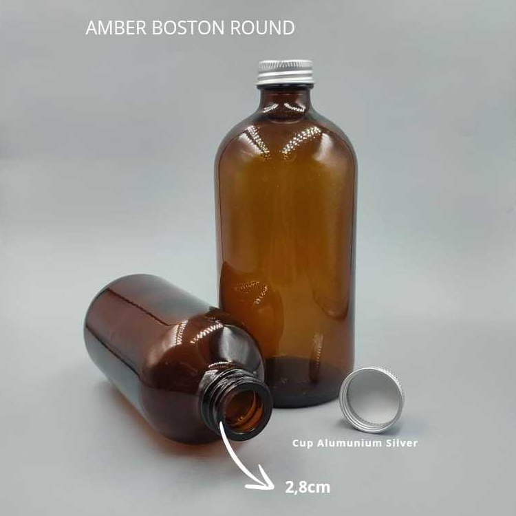 Jual Botol Kaca Amber Botol Juice Kopi Boston Round Botol Kaca 240ml ...