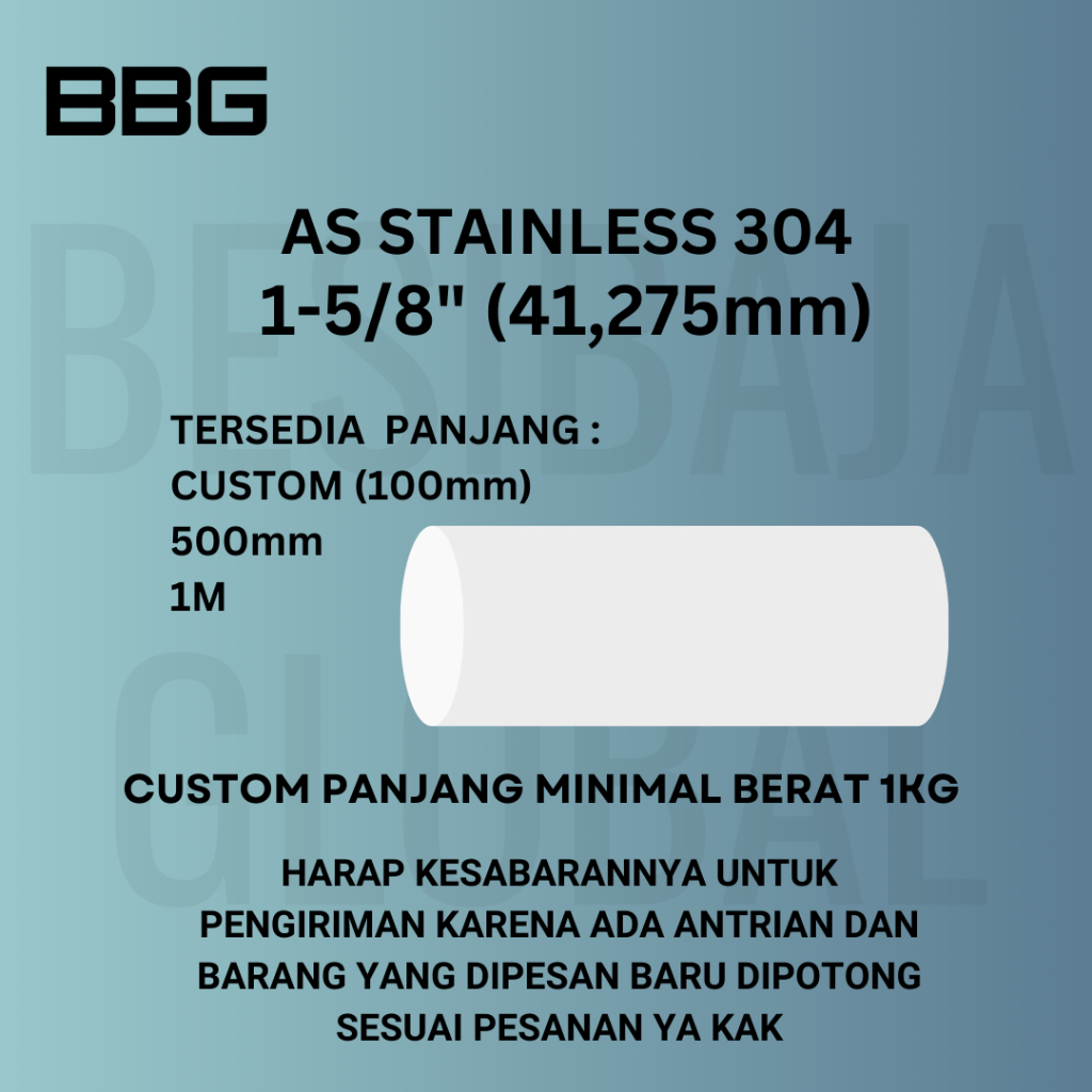 Jual AS STAINLESS 304 1-5/8 Inch (41,275mm) x CUSTOM | Shopee Indonesia