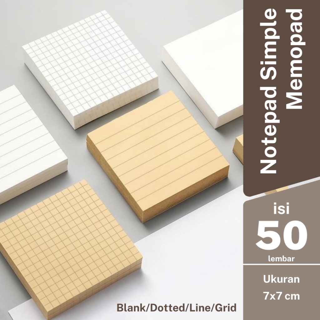 Jual Notepad Simple Basic / Memopad Blank/Dotted/Line/Grid | Shopee ...