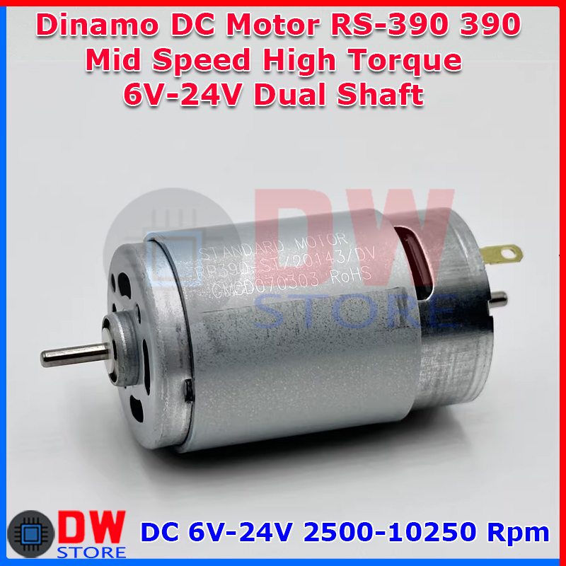 Jual Dinamo DC Motor RS390 RS 390 DC 6V - 24V Mid RPM Speed High Torque ...