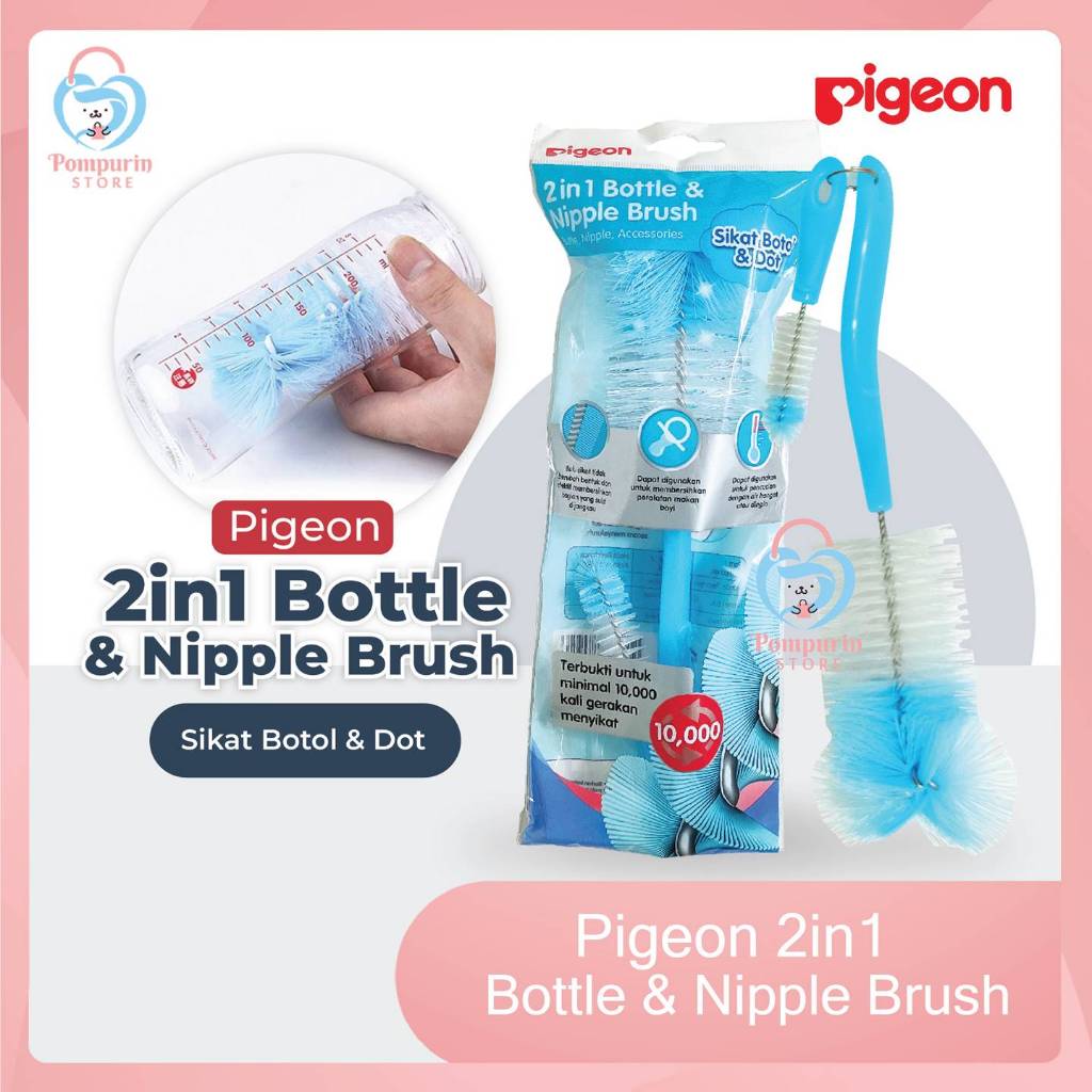 Jual Pigeon Baby 2in1 Bottle & Nipple Brush Basic - Sikat Botol & Dot ...