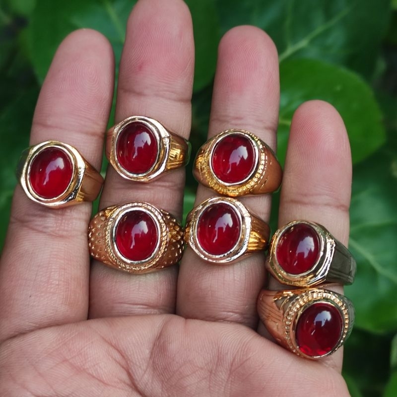Jual cincin batu akik merah siam grade A ring premium gold (S) | Shopee ...