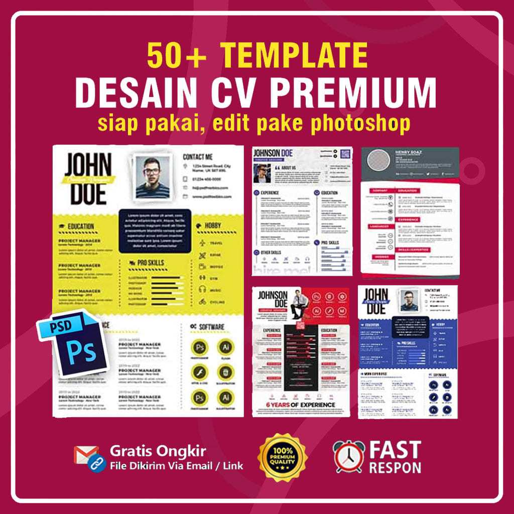 Jual 50 Template Desain CV Resume PSD PhotoShop | Shopee Indonesia
