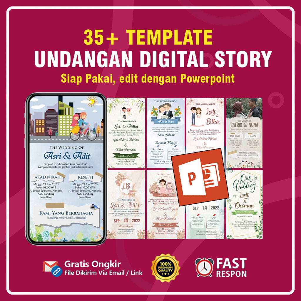 Jual 35 Template Video Story Undangan Digital Wedding Pernikahan JPG Format PPT Powerpoint ...