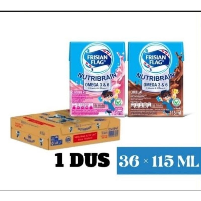 Jual Frisian Flag Nutribrain Milky Susu 115ml 1 Dus Isi 36 Kotak Cokelat Strawberry All Variant ...