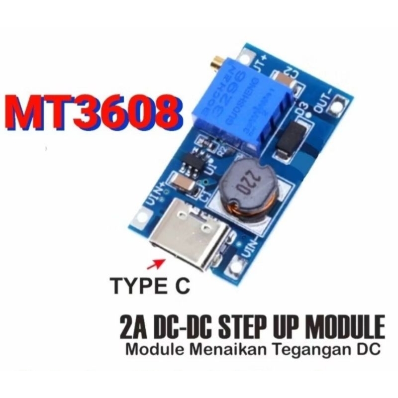 Jual MT3608 DC to DC MT 3608 STEP UP TYPE C | Shopee Indonesia