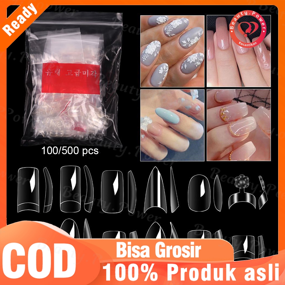 Jual Kuku Palsu Oval / Almond Full TIp Warna Clear /Kuku palsu plastik ...