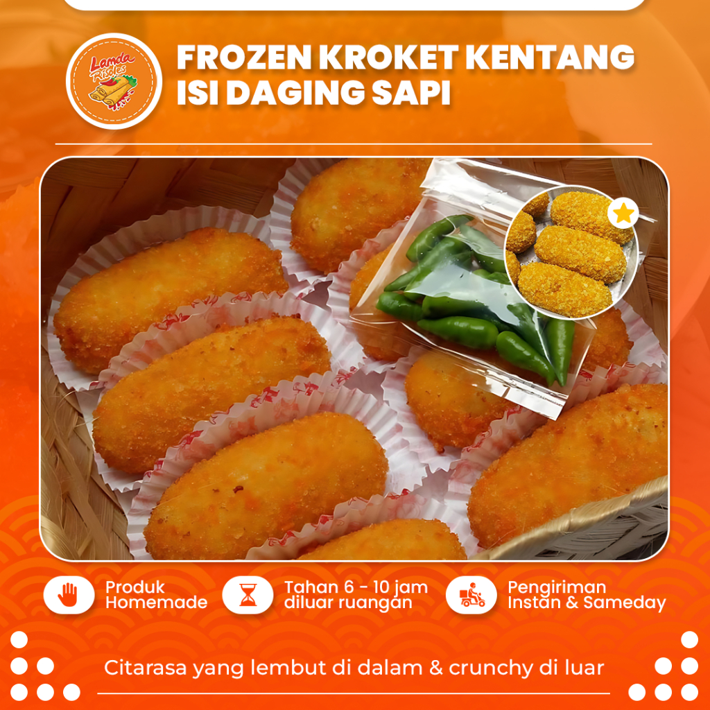 Jual Kroket Kentang Isi Daging Sapi Giling Dan Potongan Wortel Frozen ...