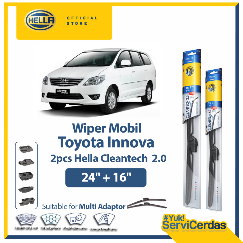 Jual Wiper Mobil TOYOTA Innova 24” + 16” (2pcs) - HELLA Cleantech 2.0 ...