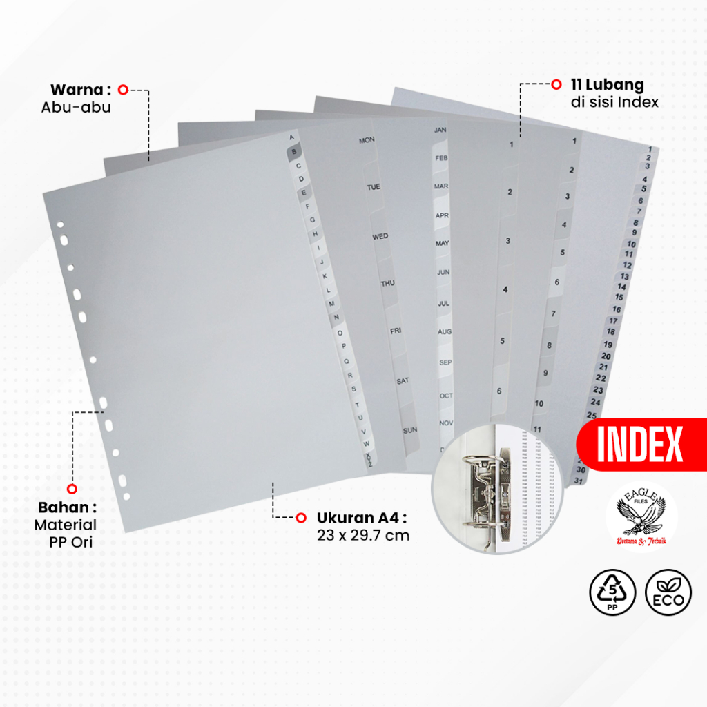 Jual EAGLE Pembatas Binder A4 Berbagai Index TABS / Plastik Divider ...
