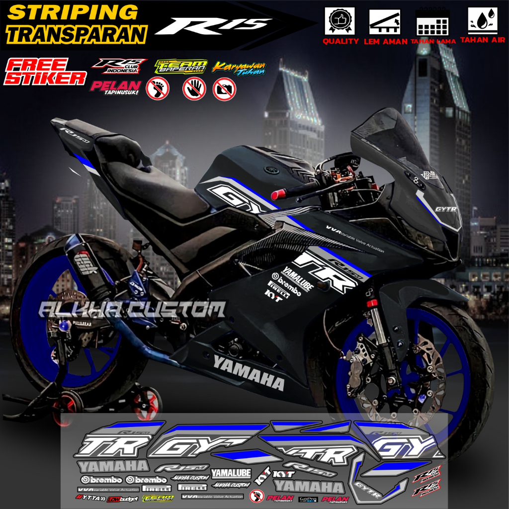 Jual STRIPING TRANSPARAN R15 V3 STIKER R15 V3 | Shopee Indonesia