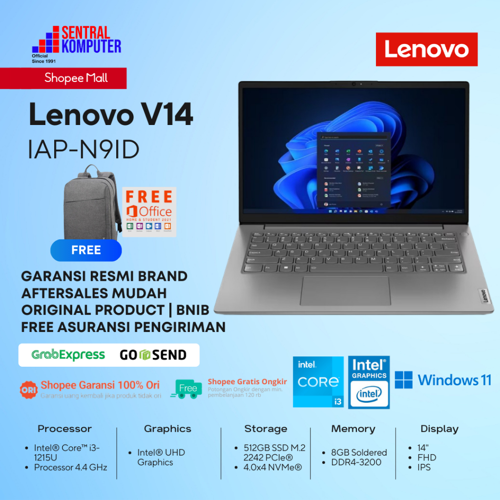 Jual Laptop Lenovo V14 G3 (GEN 12) - INTEL CORE I3 1215U 8GB 512GB SSD ...