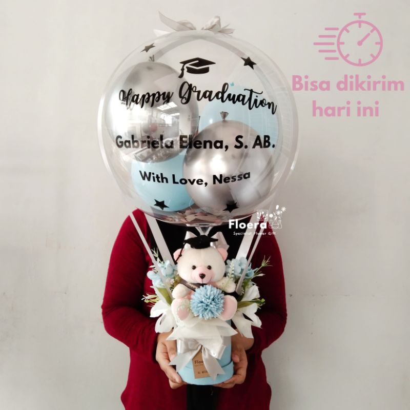 Jual (BISA KIRIM HARI INI) Buket balon ballon box boneka wisuda ulang ...