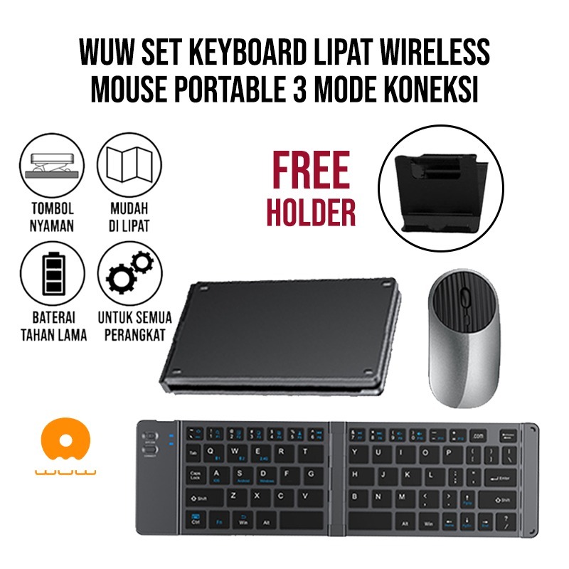 Jual WUW CIJI Set Keyboard Lipat Mini Wireless Mouse Portable BT919 ...