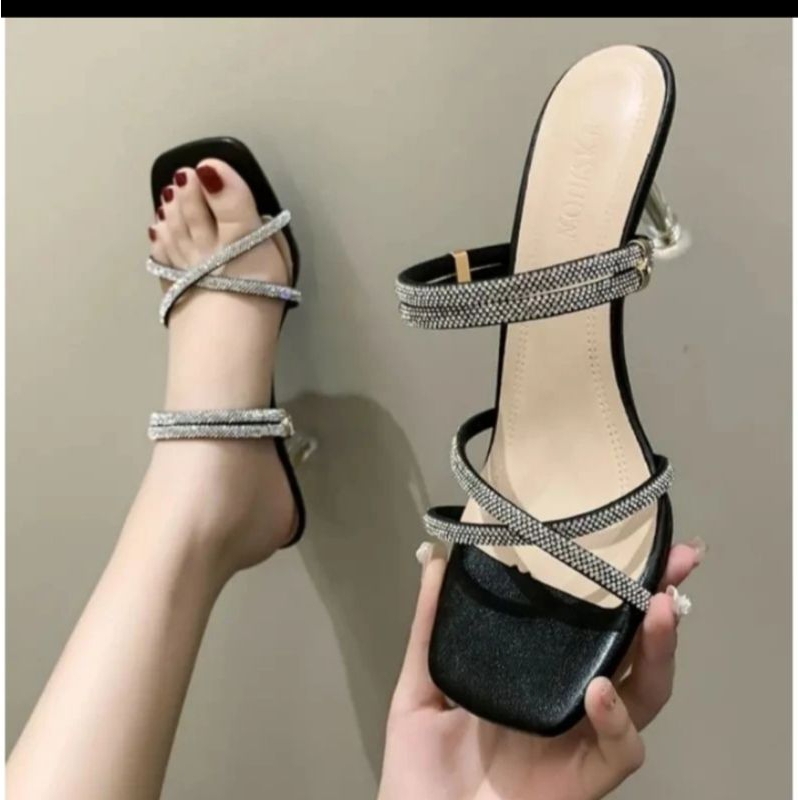 Jual high heels dns 12 kaca premium permata silang 7cm | Shopee Indonesia