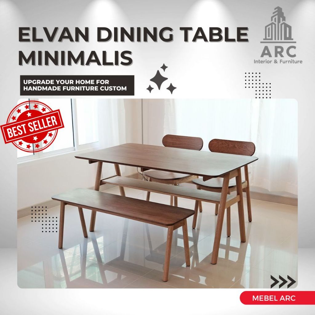Jual Set Meja Makan Kayu Jati Minimalis 1 Meja + 2 Kursi + 1 Bench | Shopee Indonesia