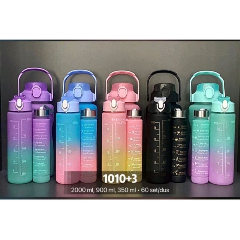 Jual 3 pcs botol minum gradasi, 3 pcs botol minum viral, botol minum ...