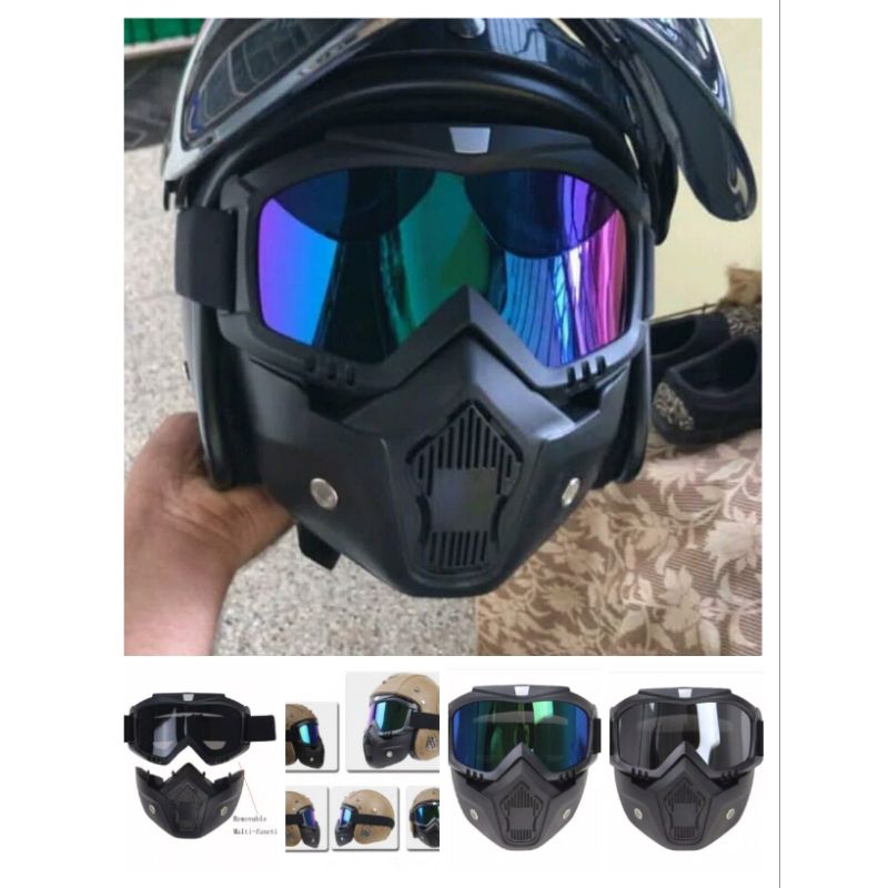 Jual Kaca topeng mask helm half face google goggle mask topeng helm ...