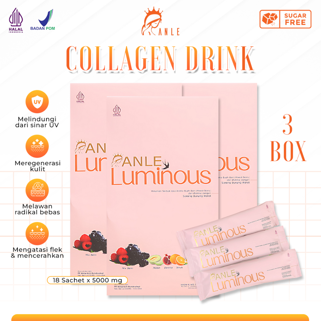 Jual Collagen Drink Anle Luminous Plus Sarang Burung Walet 3 Box Isi 18 Sachet 5000mg Minuman ...