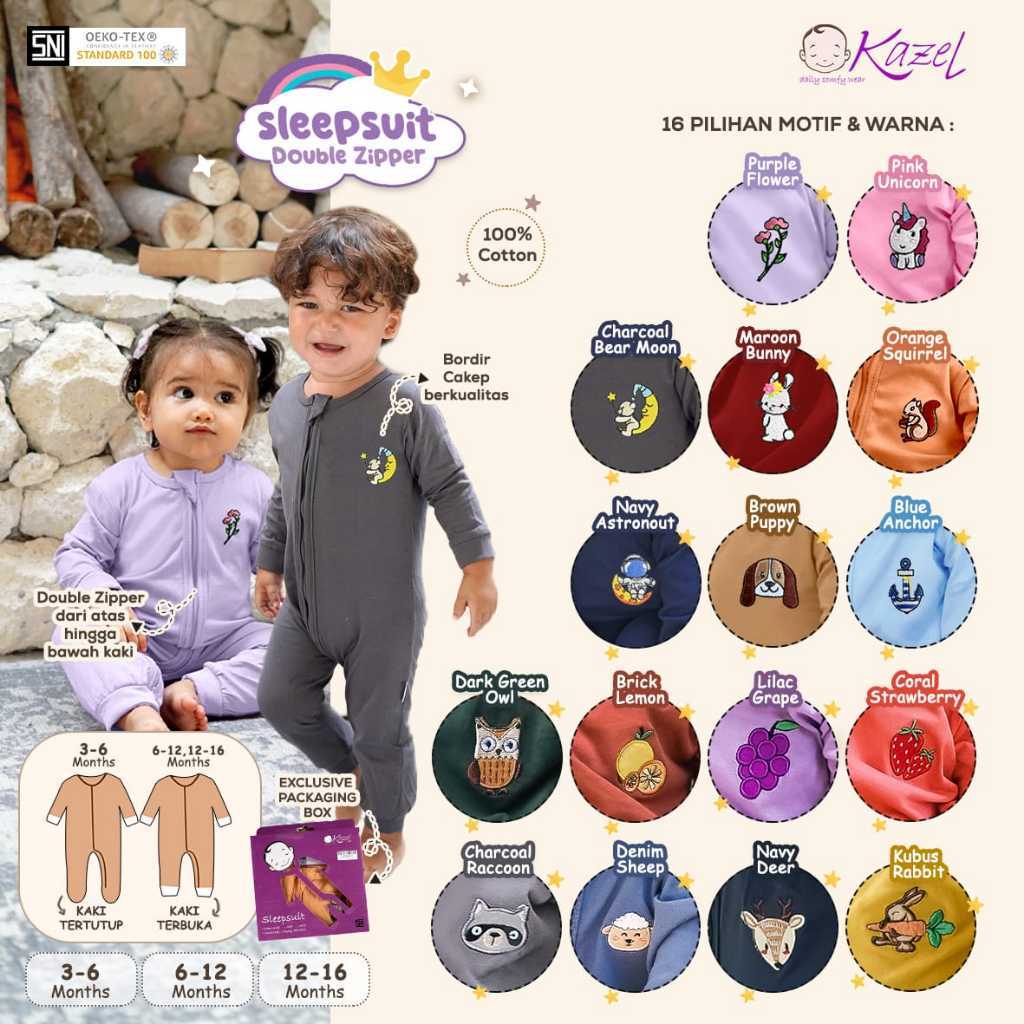Jual Kazel Sleepsuit 3-16 Bulan Sleepsuit Bordir Double Zipper Bayi ...