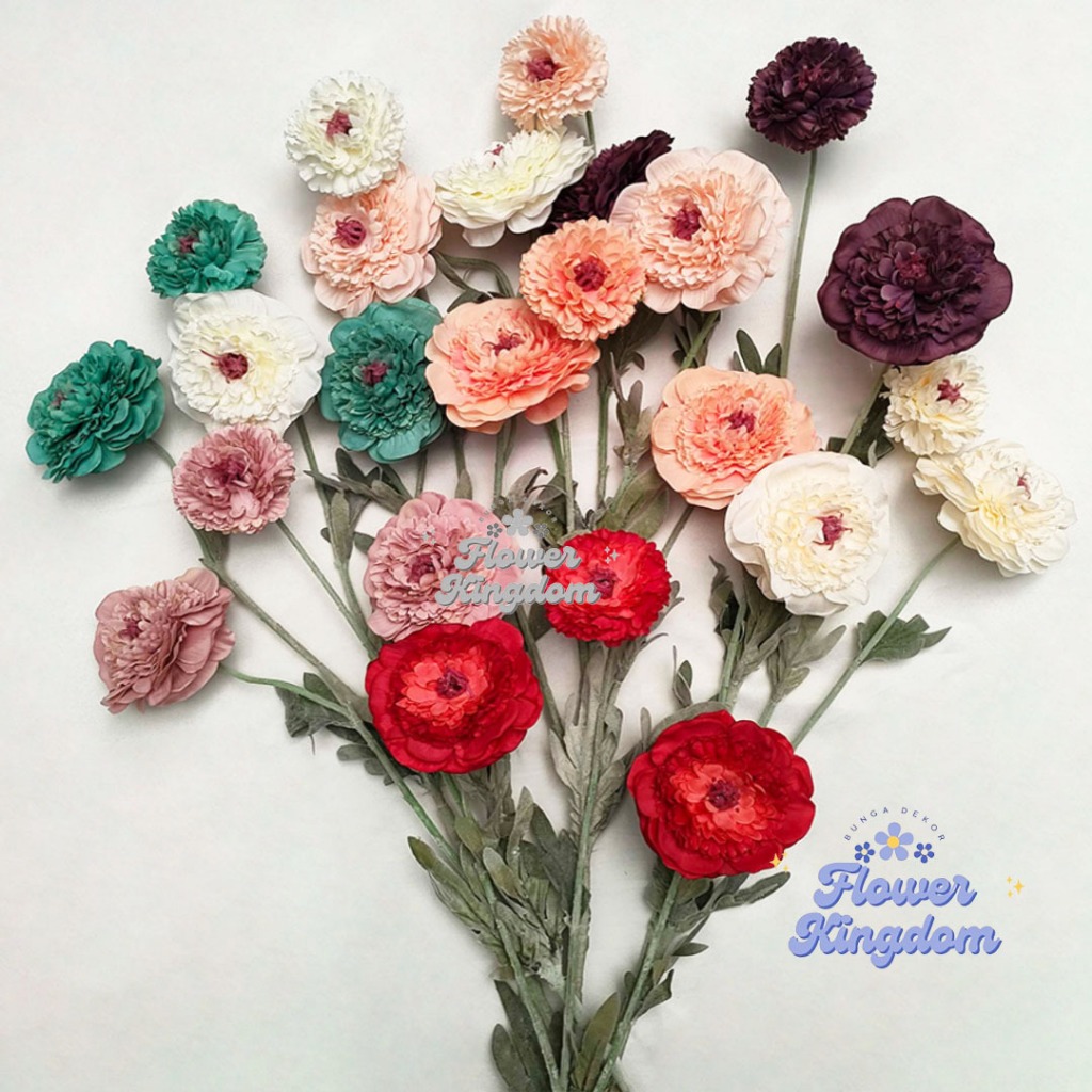 Jual Artificial Flocking Krisan Flower Bunga Dahlias Premium Bunga ...