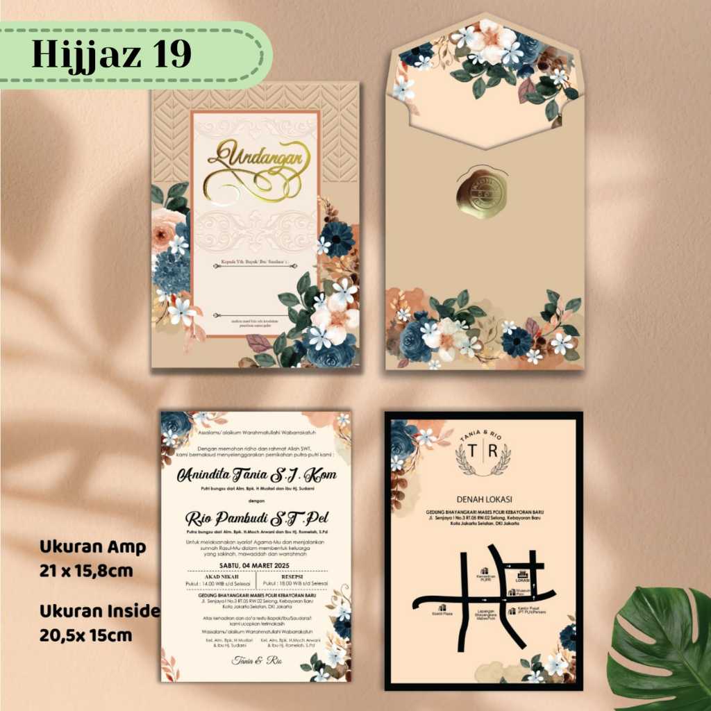 Jual [BISA 10 PCS] Undangan VIP Pernikahan Warna Cream Navy Hard Cover ...