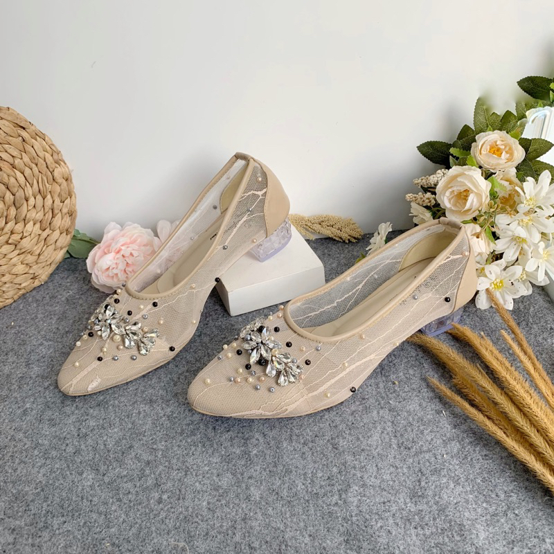 Jual Sepatu wedding pesta cantik Dahlia 3 cm kaca | Shopee Indonesia