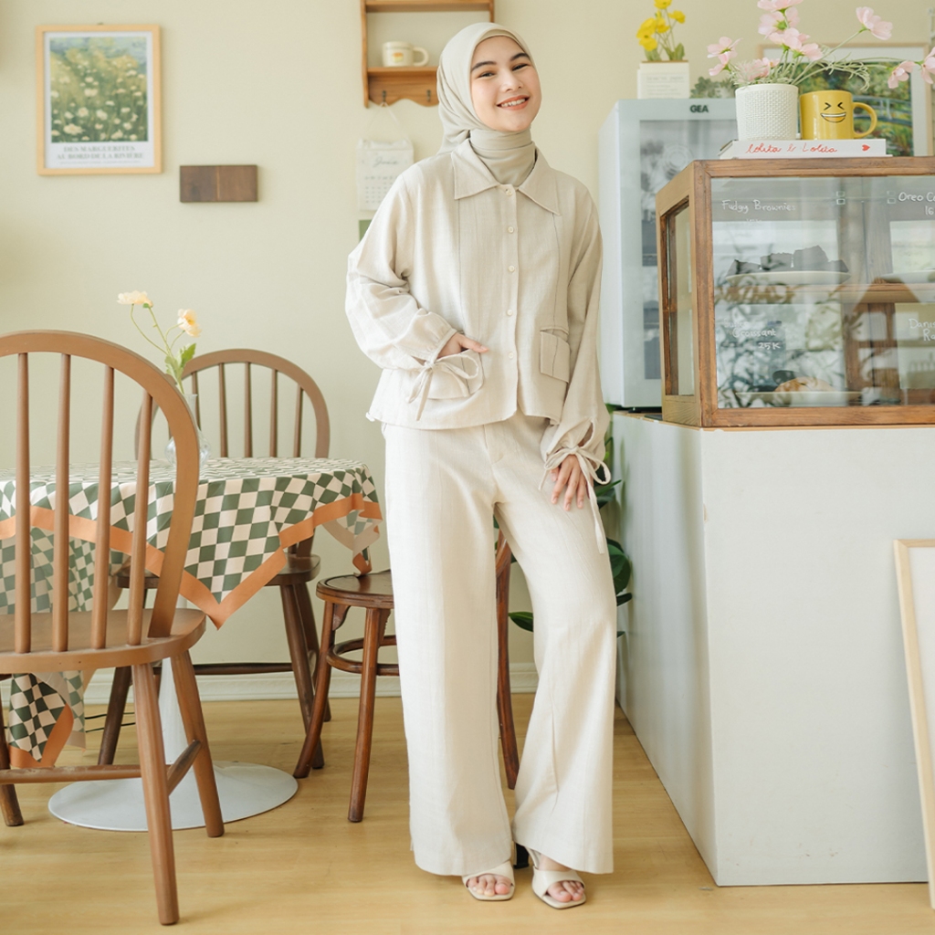 Jual Lozy Hijab - Jane Set (One Set Linen Pants & Tops Wanita) | Shopee Indonesia