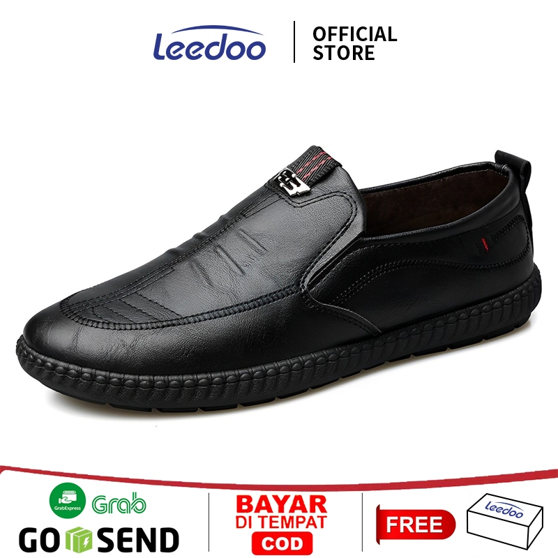 Jual Leedoo Sepatu Slip On Pria Kulit Kerja Formal Sepatu Kuliah ...