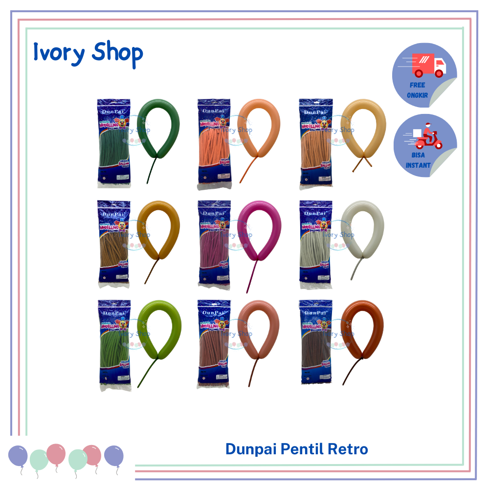 Jual Balon Latex Pentil Retro Vintage Dunpai 260 Twist Balloon ...