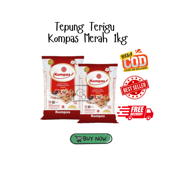 Jual Tepung Terigu Kompas Merah 1 Kg | Shopee Indonesia