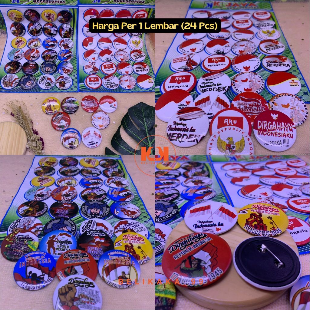Jual (24 PCS) PIN BROS MERAH PUTIH DAN CORAK INDONESIA AKSESORIS 17 ...