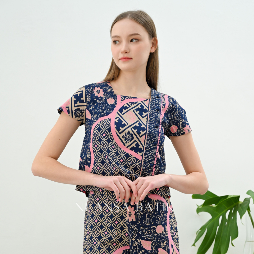 Jual Nuansa Batik Blouse Batik Model Crop Lengan Pendek Bahan Katun ...