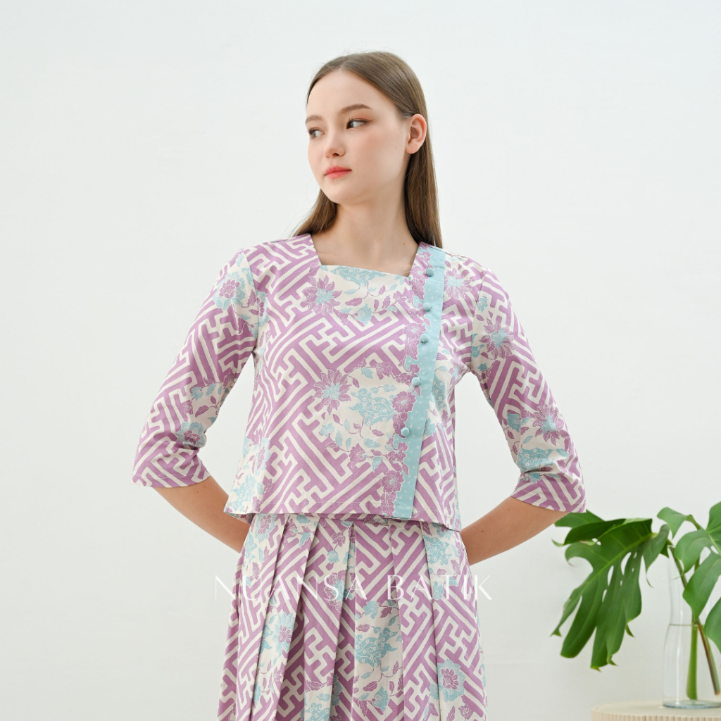 Jual Nuansa Batik Blouse Batik Model Crop Lengan 7/8 Bahan Katun ...