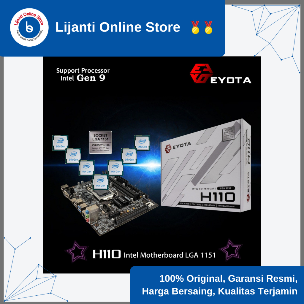 Jual Eyota Motherboard H110 / Mobo H110 Socket 1151 Support 6 th / 7 th / 8th / 9 th Gen ...