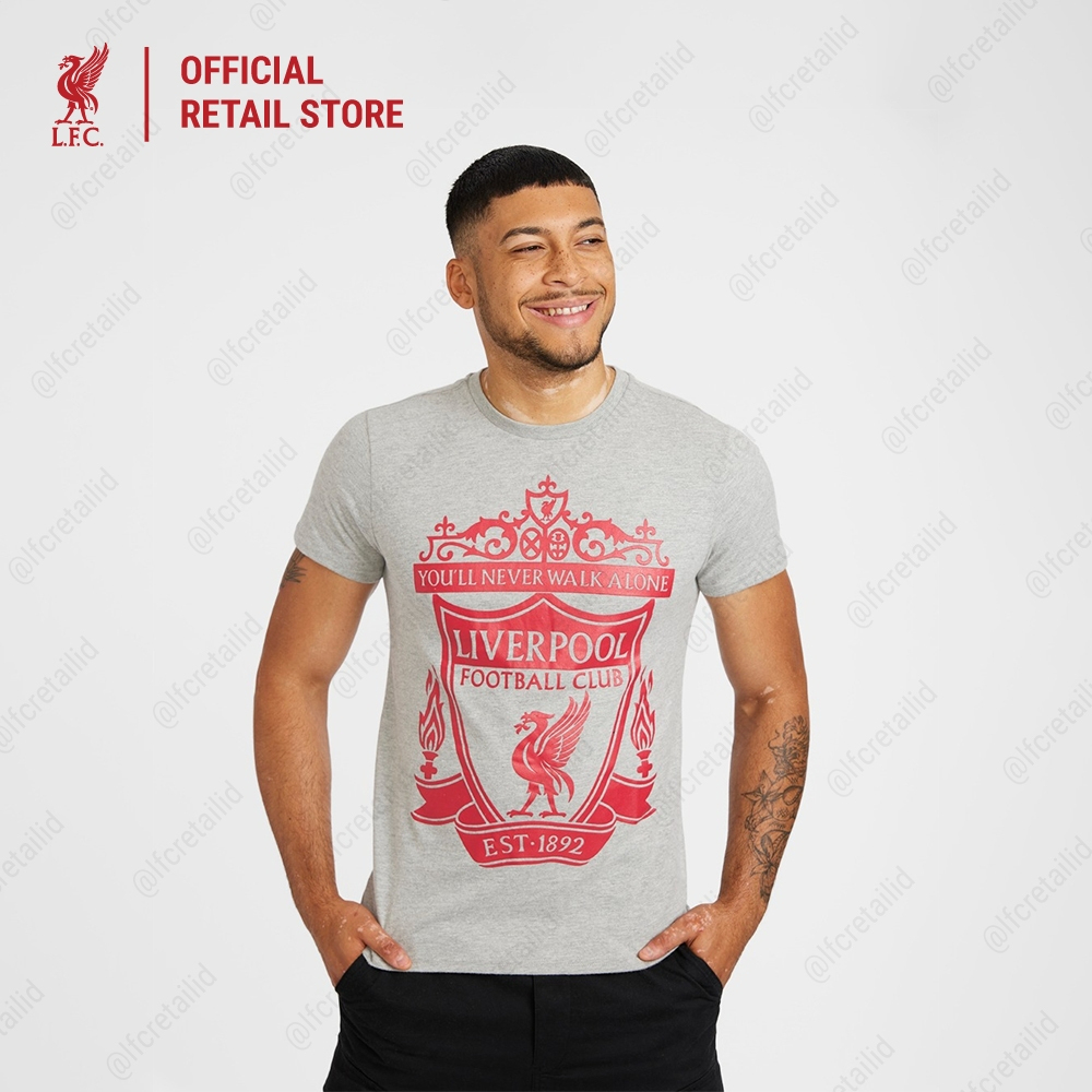 Jual Liverpool FC Adults Grey Marl Crest Tee Men - Official LFC T Shirt ...