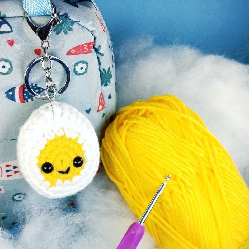 Jual Amigurumi Hard Boiled Egg Keychain / Gantungan Kunci Telur Rebus ...